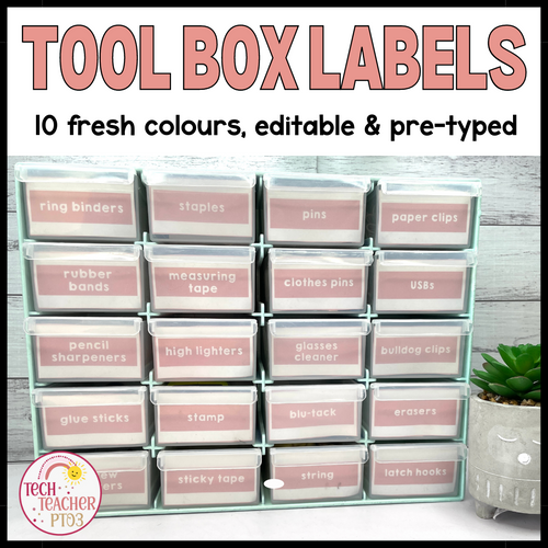 Teacher Toolbox Labels Editable Colour Splash | Tech Teacher Pto3