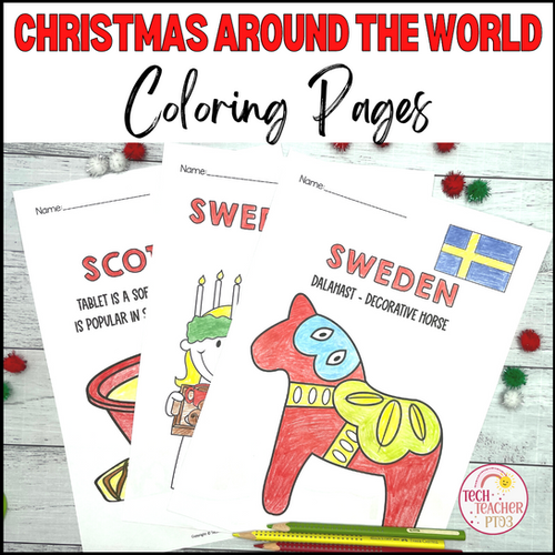 Christmas Colouring Pages I Holidays Around the World | Tech Teacher Pto3