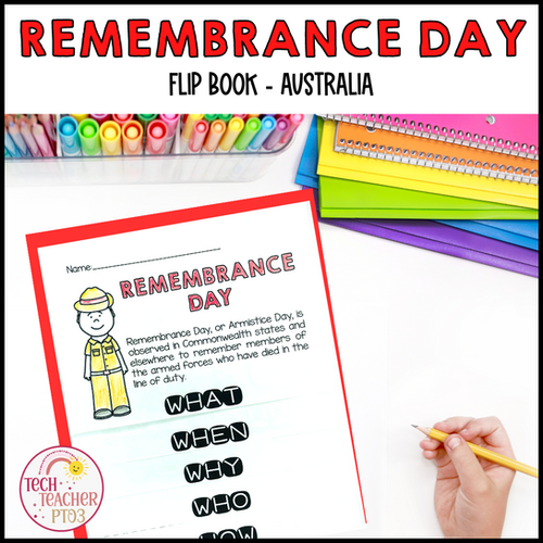 Remembrance Day Flip Book Australia | Tech Teacher Pto3