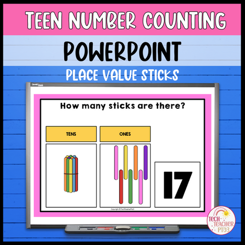 Teen Number PowerPoint Counting Place Value Popsicle Sticks | Tech ...
