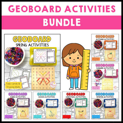 SAVE 30% Geoboard Activities Task Cards and Tracing Worksheets Bundle ...