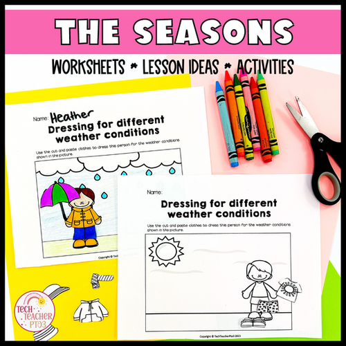Four Seasons Dress Up Dolls, Activities and Worksheets for Clothing and ...