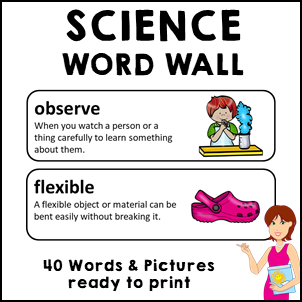 Science Vocabulary Cards Word Wall | Tech Teacher Pto3