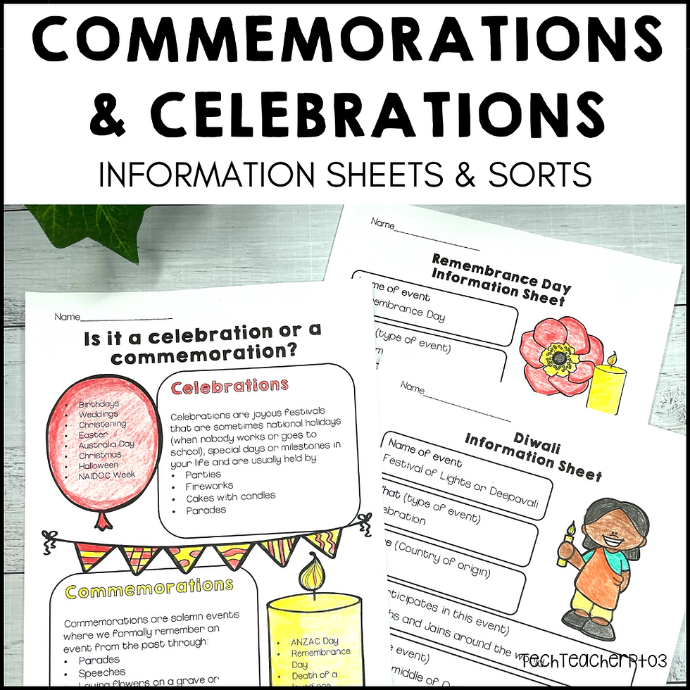 Commemoration or Celebration Sort | Tech Teacher Pto3