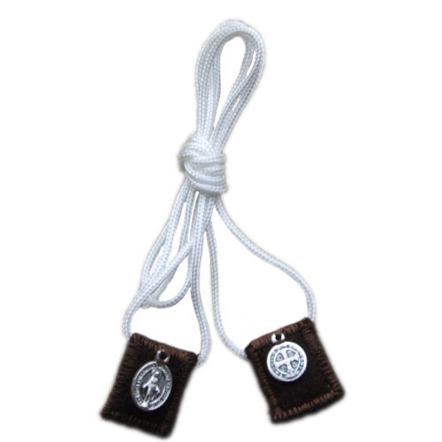 Small Handmade Scapular - White Strings | DaughtersofMaryPress