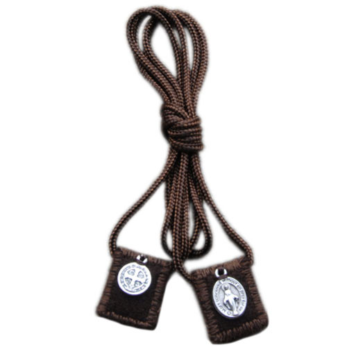 Small Handmade Scapular - Brown Strings | DaughtersofMaryPress