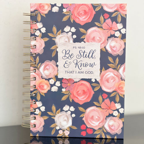 Be Still Peach Floral Journal | DaughtersofMaryPress