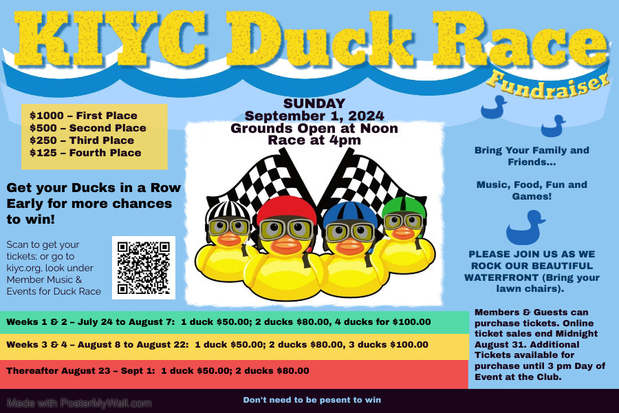 2024 KIYC Duck Race Annual Fundraiser- Scroll Down to Tickets | Kiyc