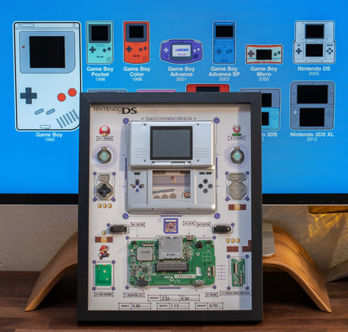 Disassembled Nintendo DS Art With Frame | FunBoxDesign