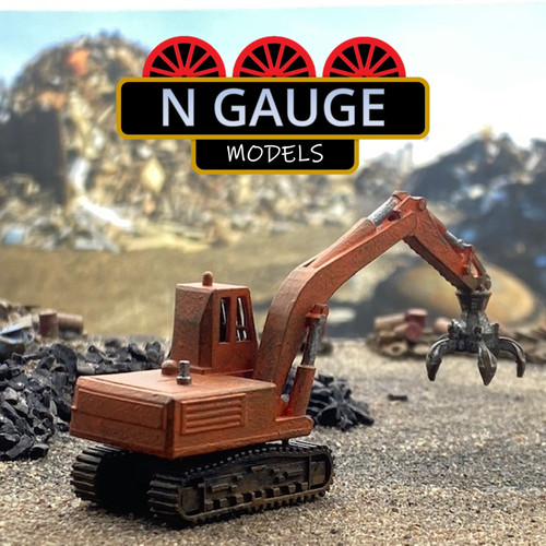 N Scale Junkyard Scrap Grab Model Excavator | N Gauge Models