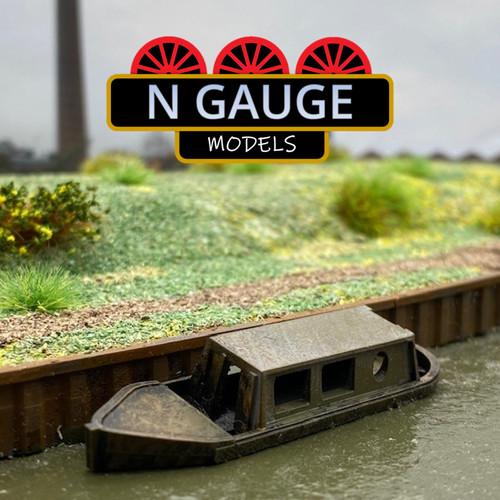 Sunken Canal Boat (Narrow Barge River) (N Scale Gauge) | ngaugemodels