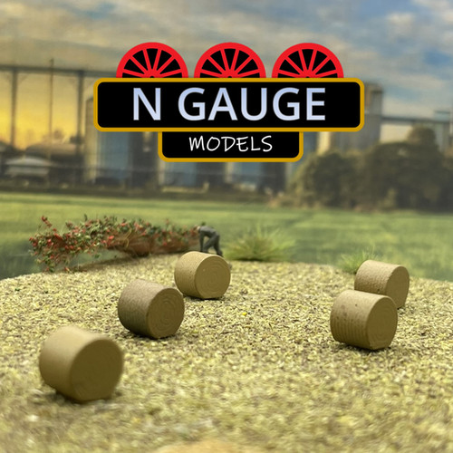 Round Straw / Hay Bales 'Singles Pack of 5' (N Scale Gauge) | ngaugemodels