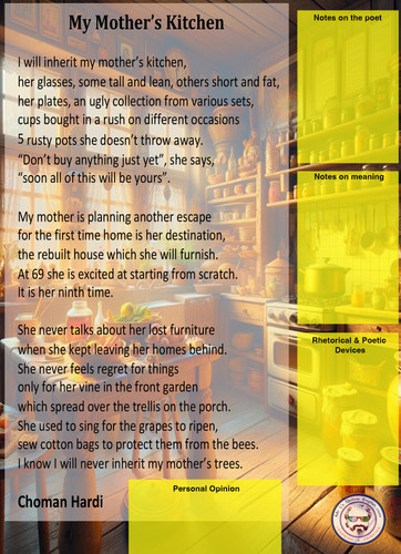 My Mother's Kitchen GCSE Revision Poster | Mr L’s English