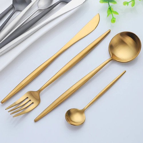 Matt Finish Gold cutleries (12 sets a pack)) | Admire's Furnishings