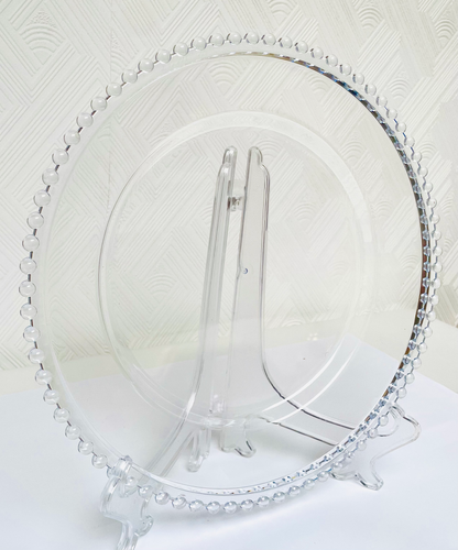 Clear Acrylic Beaded Charger Plates (pack of 50) | Admires Furnishings