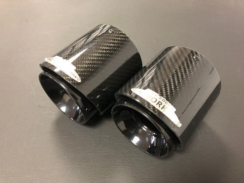 GEN 2 MINI Cooper R56 R57 R58 R59 JCW Carbon Fibre Black Exhaust Tips
