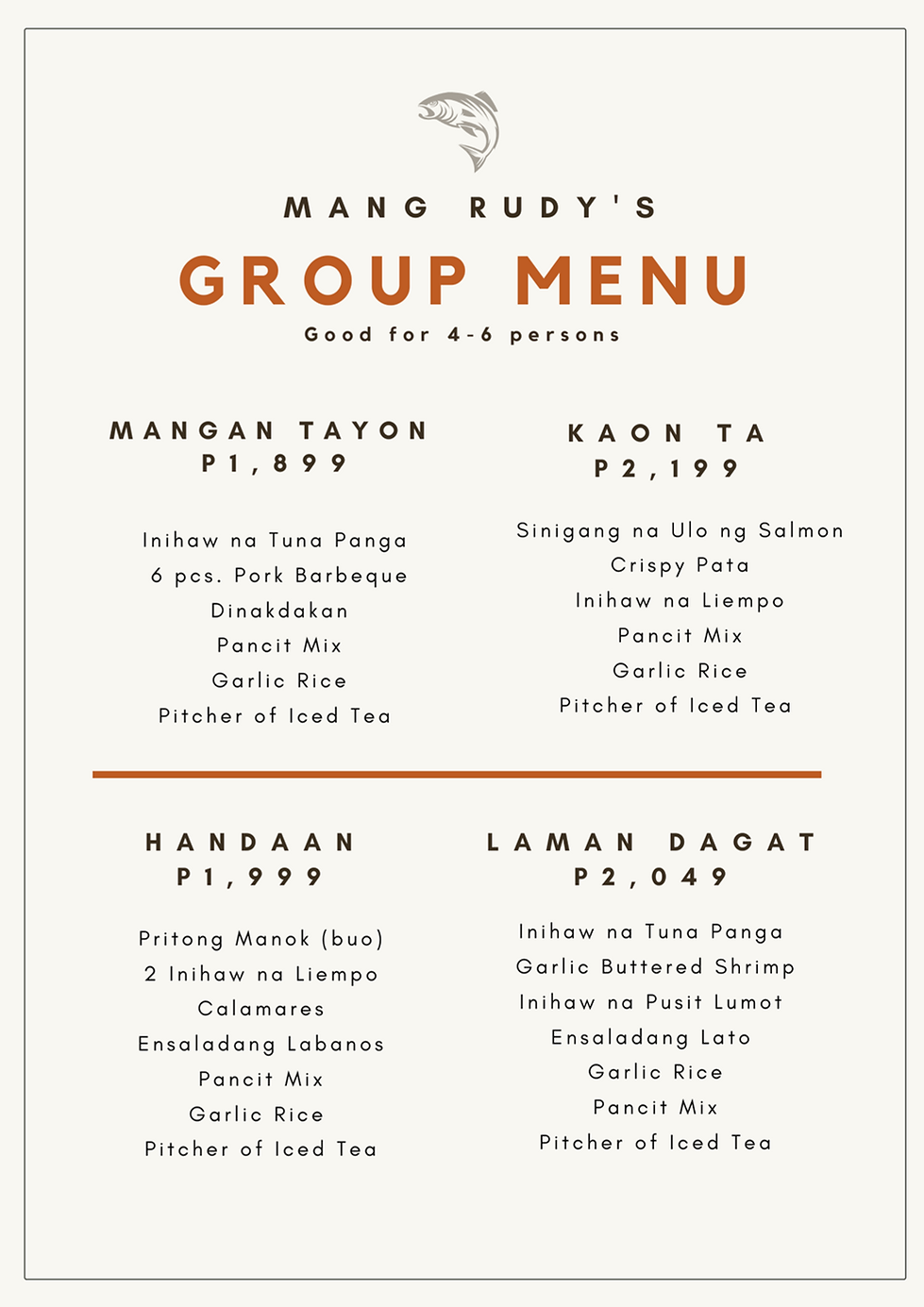 Menu | Mang Rudy's