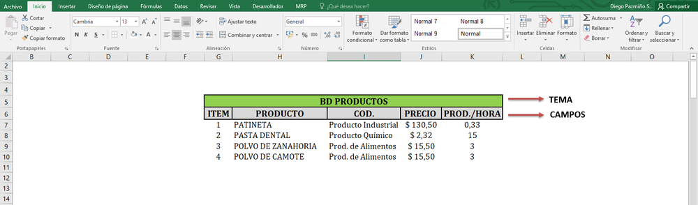 Base de datos en Excel y macros VBA