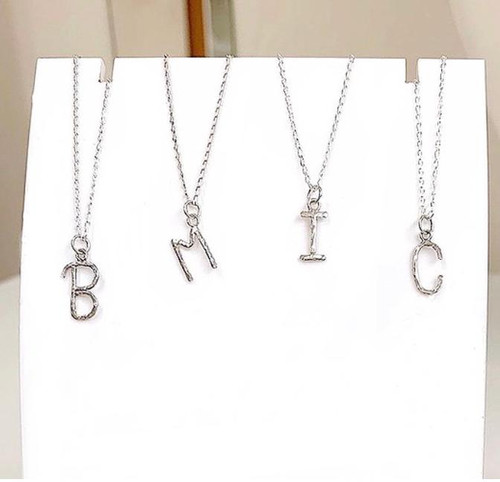 Hammered Sterling Silver Letter Pendant | Personalized Charm