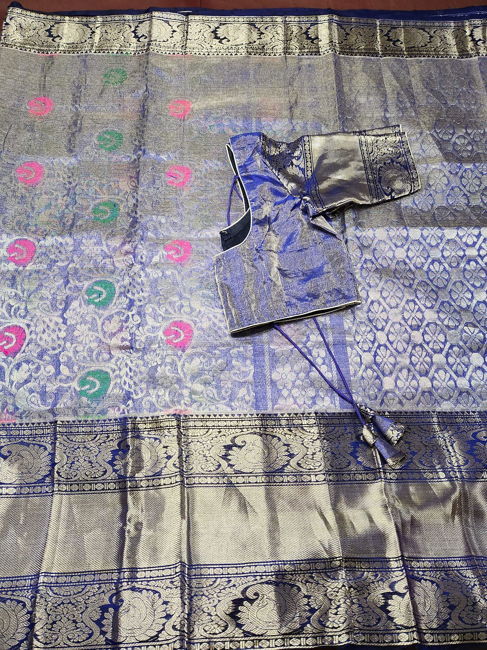 Pure Tissue Kuppadam Pattu Saree with Stitched Blouse | Sravya Creations