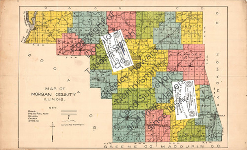 Antique 1910 Map of Morgan County, Illinois, by Rand McNally & Co ...