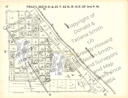 Chicago Area Antique 1896 Atlas Page Map of WINNETKA, IL | Surveyor