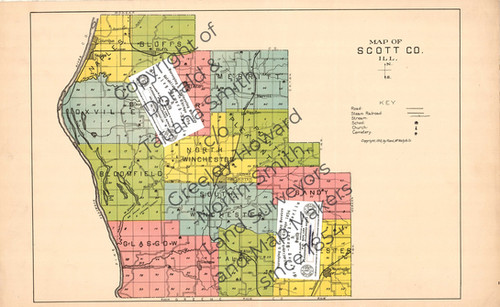 Antique 1910 Map of Scott County, Illinois, by Rand McNally & Co. | Surveyor