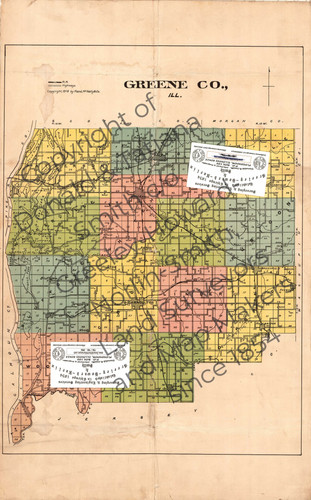Antique 1910 Map of Greene County, Illinois, by Rand McNally & Co ...