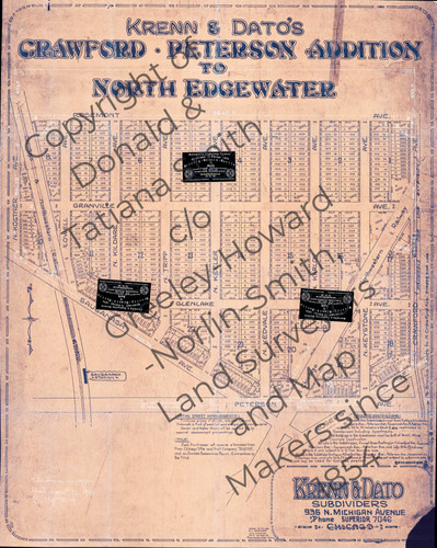 Chicago Antique 1924 Advert Map of Edgewater/N. Edgewater: Krenn & Dato ...