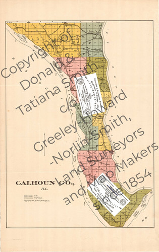 Antique 1910 Map of Calhoun County, Illinois, by Rand McNally & Co ...