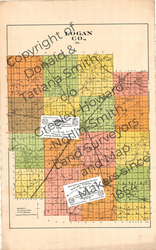 Antique 1909 Map of Logan County, Illinois, by Rand McNally & Co ...