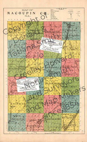 Antique 1910 Map of Macoupin County, Illinois, by Rand McNally & Co ...