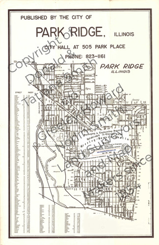 Chicago Area ca. 1960 Vintage Map Of The City Of Park Ridge, Cook Co ...