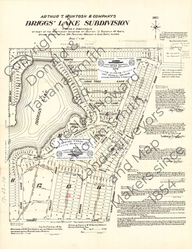 Chicago Area 1936 Unique Map Of The Lake Zurich: BRIGGS Lake SUB n.k.a ...