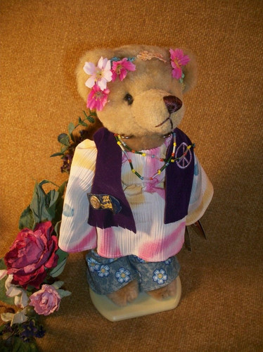Bear Plush Stuffed Animal 1960s Summer of Love Hippie Flower Child | A ...