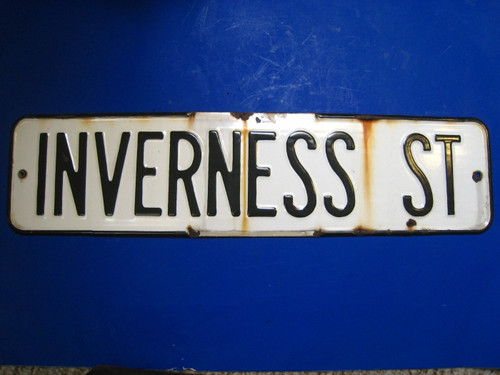 Porcelain Street Sign INVERNESS STREET California POINT REYES ...