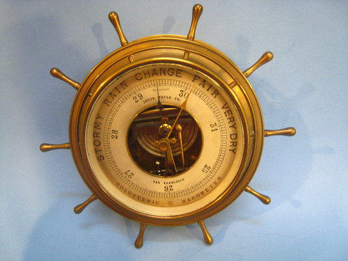 VINTAGE Ship's Wheel Barometer LOUIS WEULE San Francisco ...