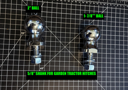Trailer Hitch Balls 1-7/8", 2", with 5/8" Shank. For Garden Tractor ATV ...