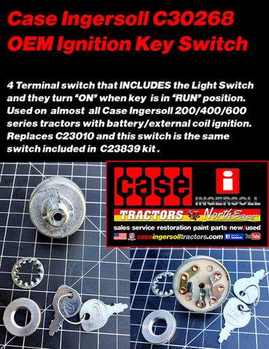 C30268 Case Ingersoll OEM Ignition Key Switch 200/400/600 Series | Case ...