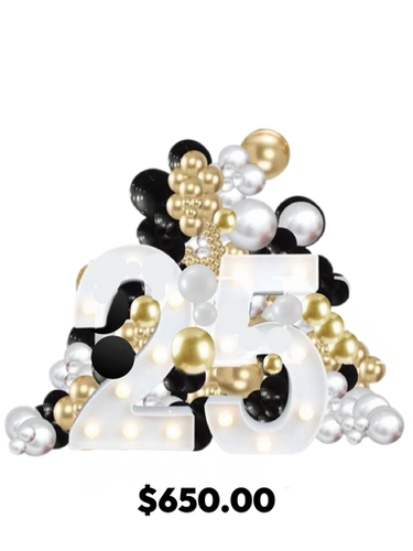 25' Marquee Numbers with Balloon | Pop Deux Balloons