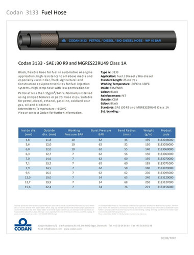 100% ETHANOL RESISTANT FUEL LINE KITS.CLASSIC CAR FUEL SAFECodan 5.6mm ...