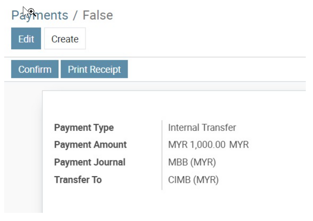 Internal Transfer in the Odoo CE Accounting