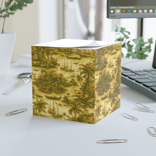 Note Cube - Tropical Toile, Gold | Tropics Lifestyle