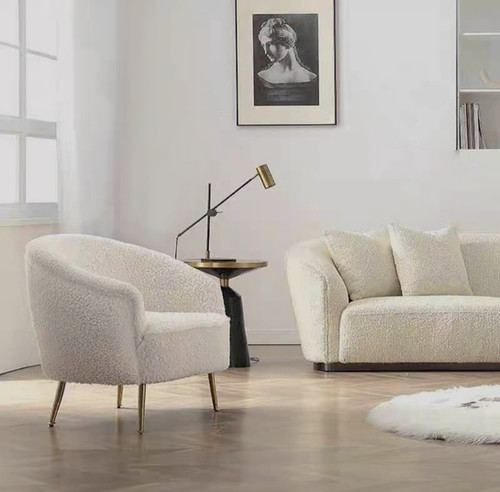 Fluffy Armchair Lounge Accent Chairs Sofa White | Anglesliving