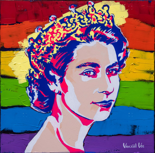 Queen Elizabeth II Art: Original Painting on Canvas with Pride Colours ...