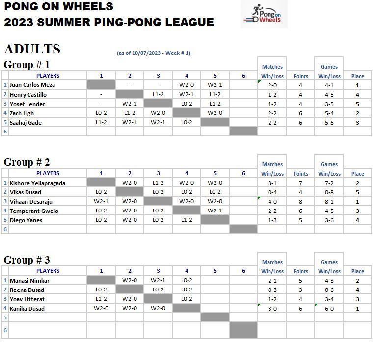 Let the 2023 Fall Pong On Wheels Ping-Pong League begin!