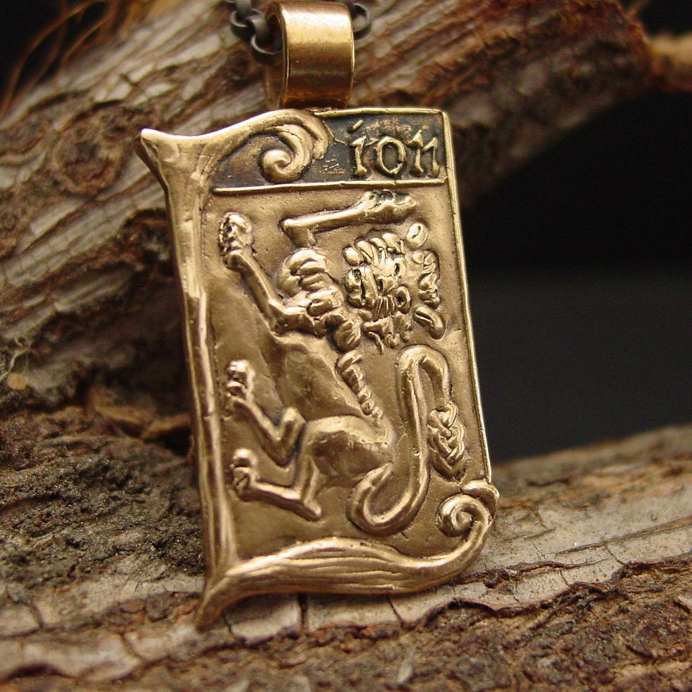 Medieval Lion Pendant - Bestiary - Illuminated Letter