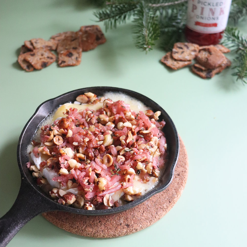Baked Brie with Spicy Pickled Pink Onions