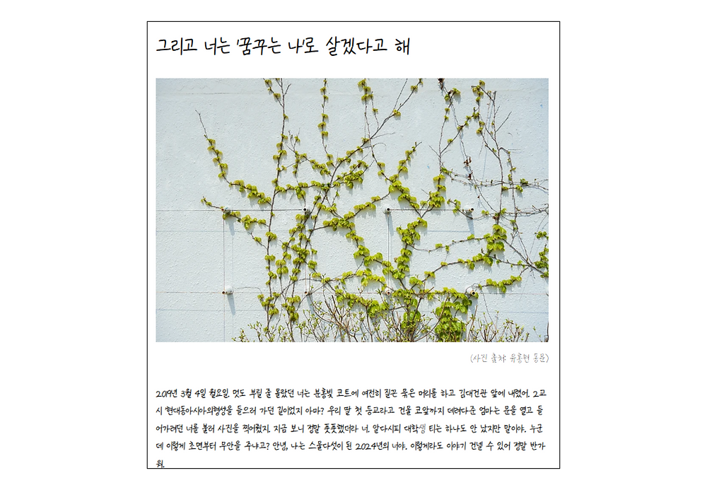 Dear My Freshman Self 세 번째 이야기 공개