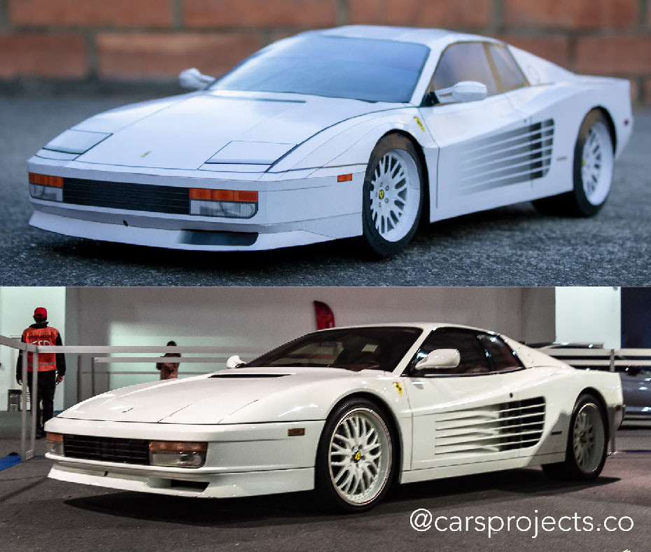 New White Ferrari Testarossa - Papercraft by Ddiaz Design